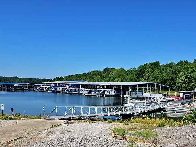 Peninsula Marina on Barren River Lake where boats rest easy and fishing dreams come true on budget-friendly waters.
