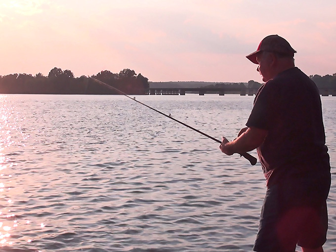 Fishing at sunset on Lake Oconee is meditation with a rod, whether you catch anything or just catch your breath.