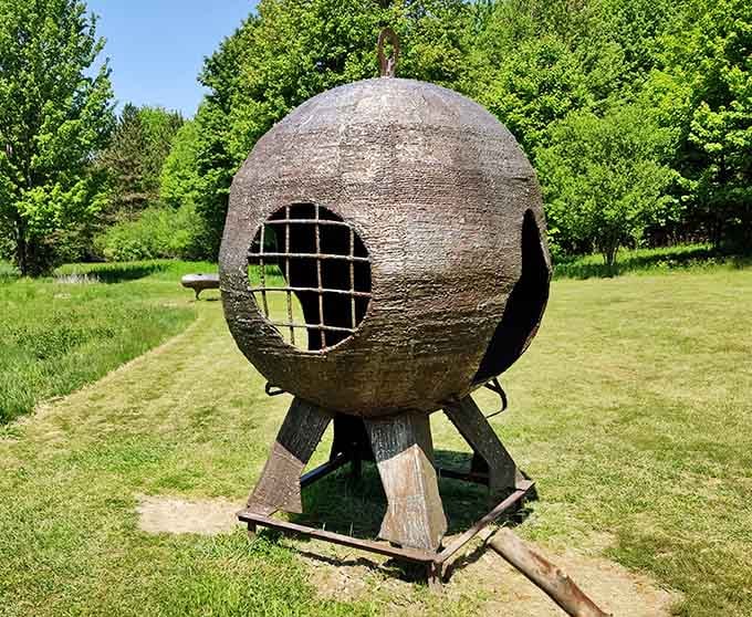 The Spy Tower sphere sits like a mysterious orb, inviting speculation about what secrets it might contain.