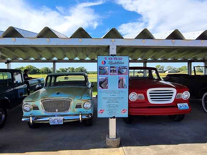 Classic cars parked outside add another layer of nostalgia, because apparently one theme just wasn't enough for this place.