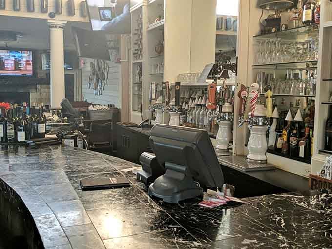 The well-stocked bar with its marble countertop means your beverage options are as impressive as the food.