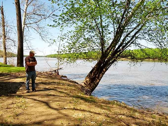 Standing riverside, you realize some of life's best moments require nothing more than water and patience.