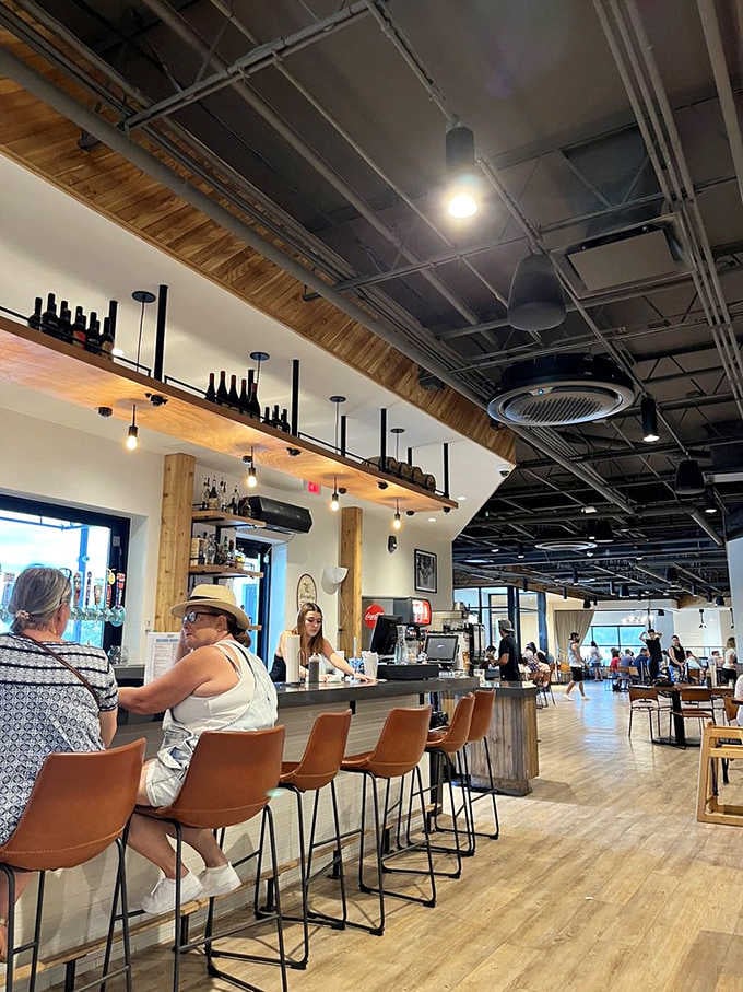 The bar area invites you to settle in, order a cold one, and contemplate your meat choices.
