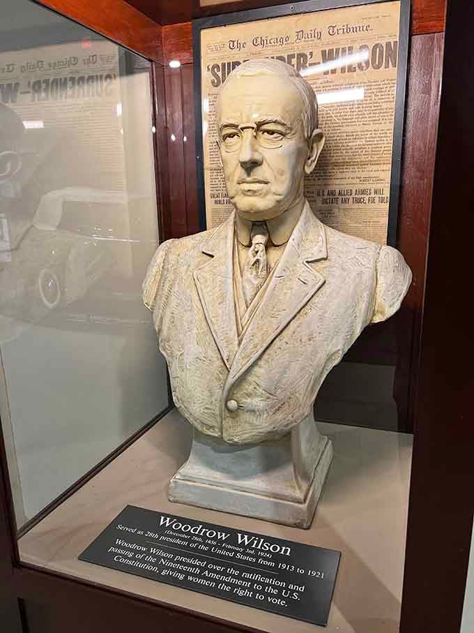 President Wilson's bust watches over the collection, looking appropriately serious about preserving all this incredible history.