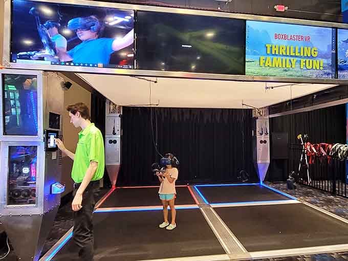 Virtual reality stations transport players somewhere beyond Peabody, though you'll be glad to return for more.