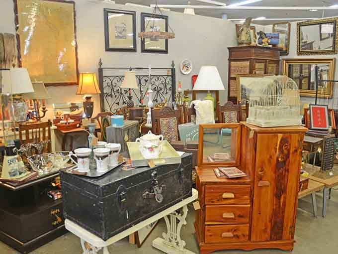 Antique furniture arranged like a museum exhibit, except you can actually take these masterpieces home with you.