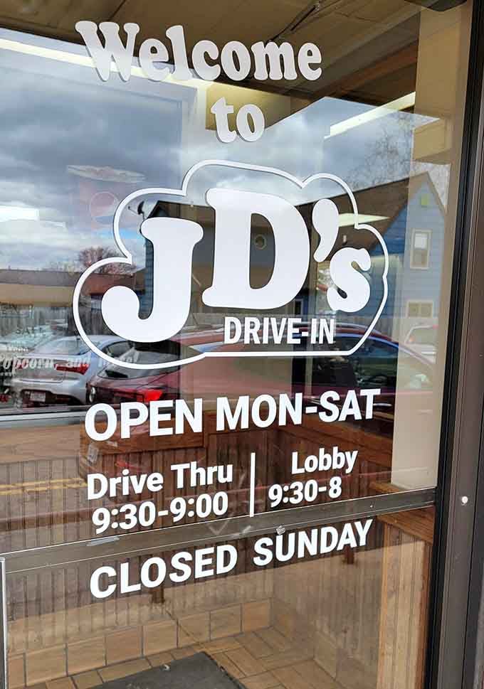 Hours posted clearly on the door because some traditions include actually closing on Sundays for family time.