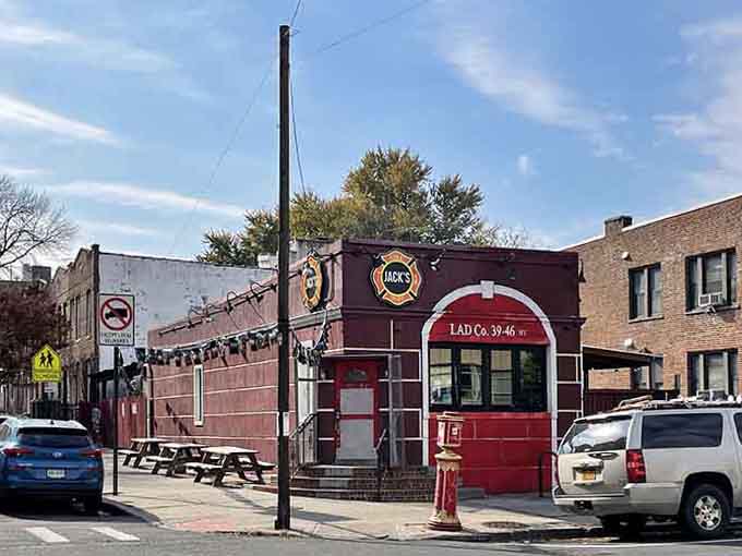 The corner location means this firehouse stands proud, impossible to miss and even harder to forget once you've been.