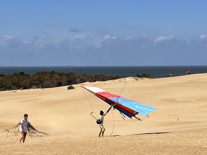 Hang gliding students learning that gravity is both your friend and your frenemy on these spectacular wind-swept slopes.