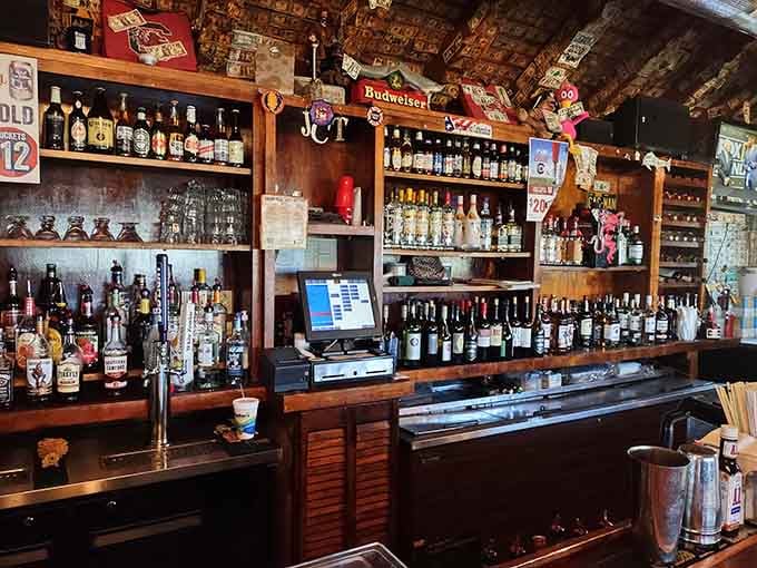 A well-stocked bar that understands the important relationship between good food and cold beverages.