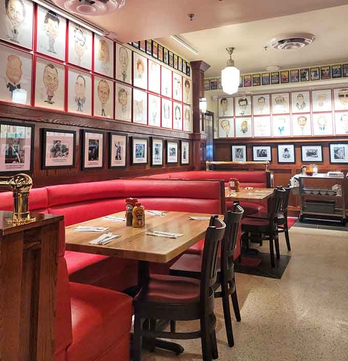 Caricatures of celebrities line the walls like a who's who of people who also appreciate a good sandwich.