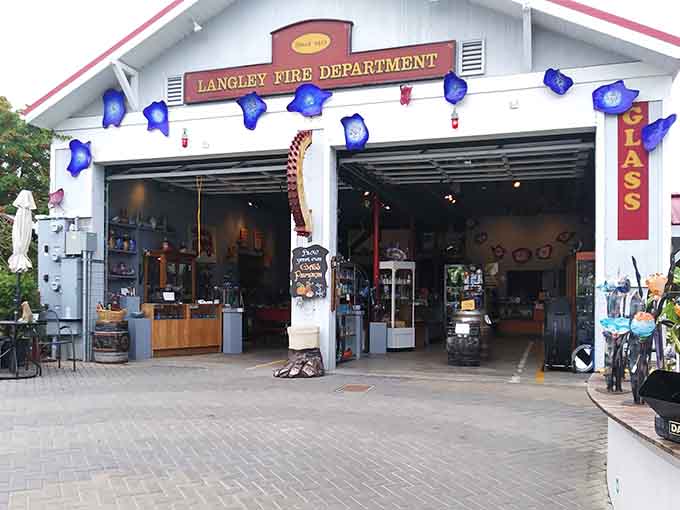 The old firehouse now fights boredom instead of blazes, filled with art that sparks joy rather than alarms.