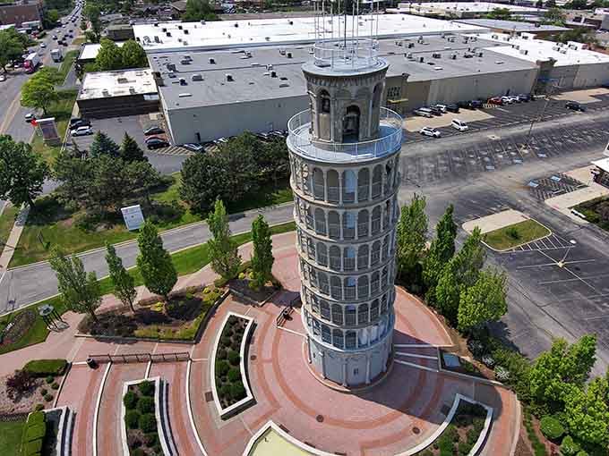 The aerial view reveals just how perfectly this Italian dream fits into suburban reality.