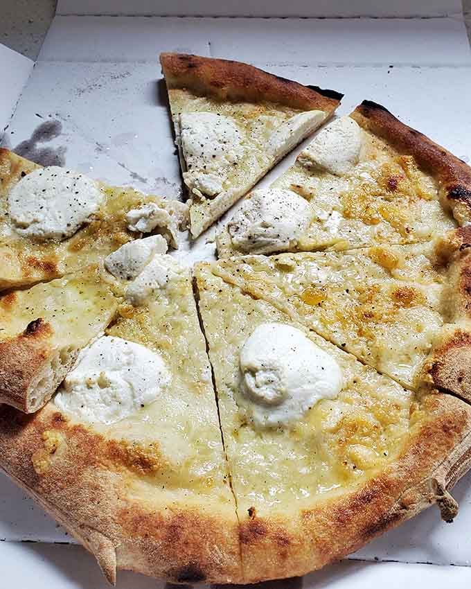 Pizza topped with what looks like ricotta proves the Lemon Tree's commitment to doing everything deliciously well.