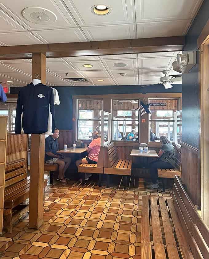 Real people enjoying real seafood in real booths&mdash;this is what authentic dining experiences look like in action.