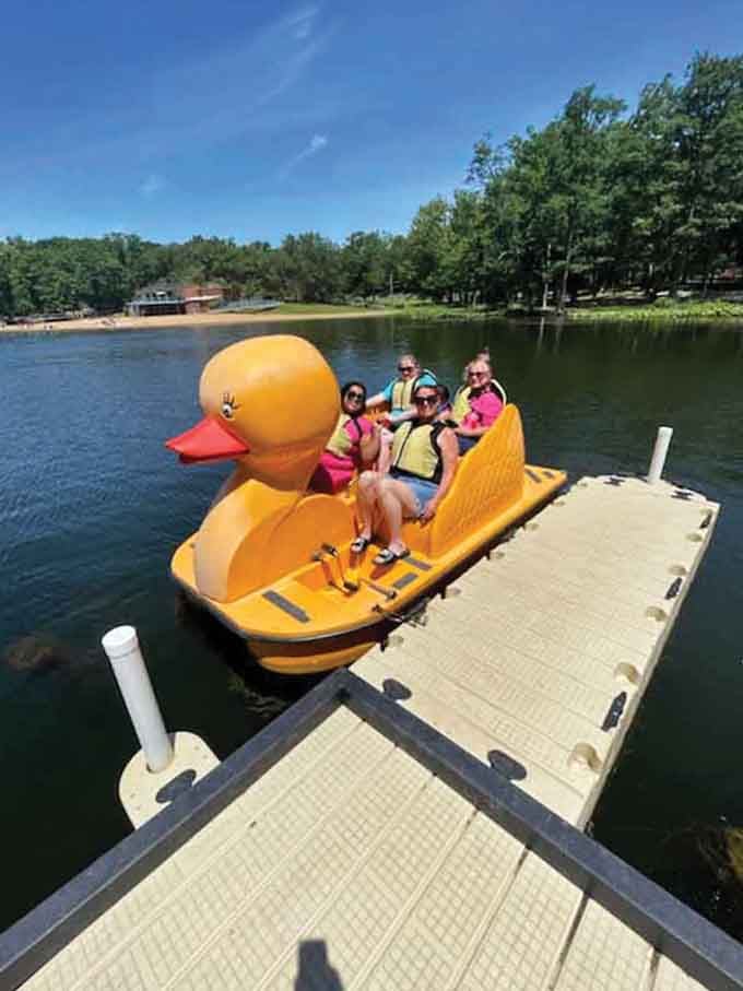 Giant duck paddle boats bring pure joy to the same waters where Lincoln once hauled buckets.