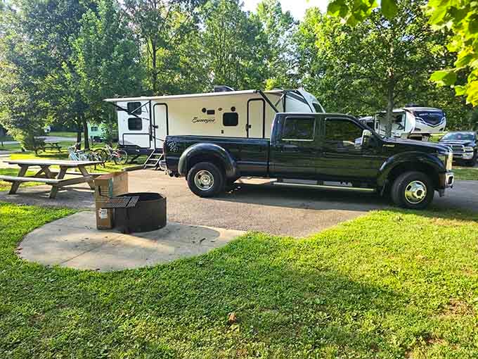 When your camping setup is nicer than some apartments you've rented, you know you're doing vacation right in Indiana.