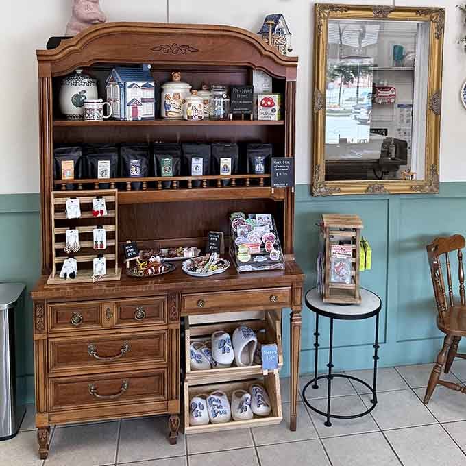 Even the merchandise display has that perfectly curated vintage charm that makes everything feel special inside.