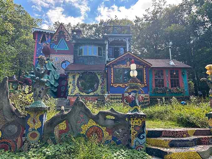 Multiple buildings create a compound where each structure competes for your attention and somehow all win together.