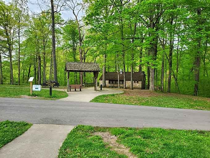 Clifty Falls State Park's sheltered picnic area offers respite after hiking trails that earned you this rest.