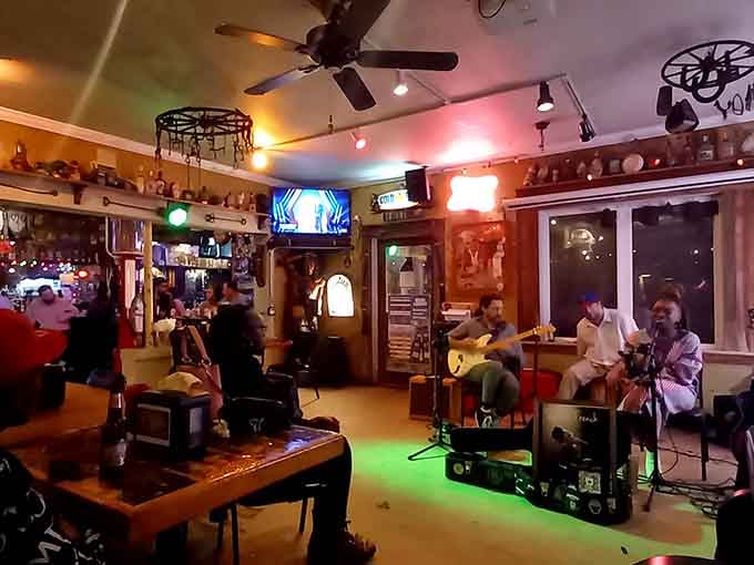 Live music transforms this antique-filled space into an intimate venue where every seat feels like the best one.