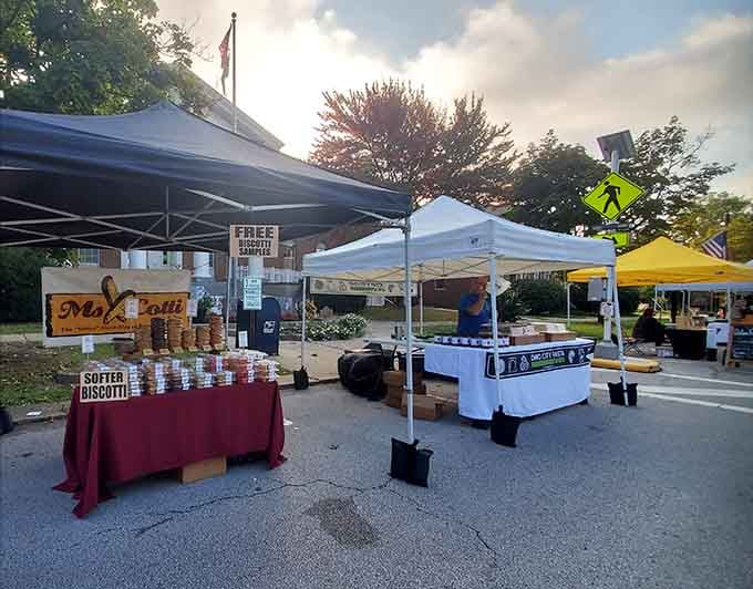 Farmers market tents where "farm to table" isn't trendy marketing, just Tuesday morning in Medina.