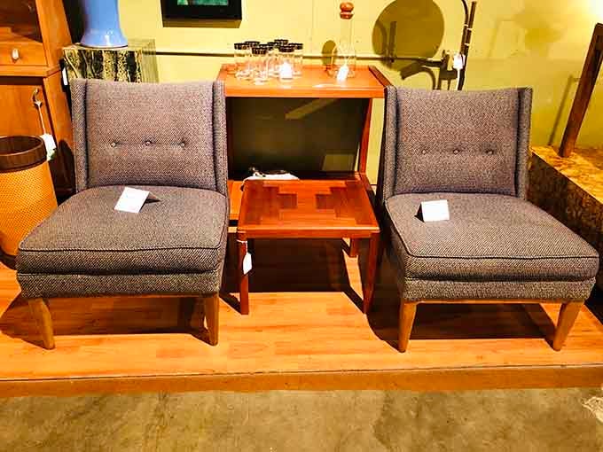 Mid-century modern chairs proving that comfort and style aren't mutually exclusive, just temporarily out of fashion.