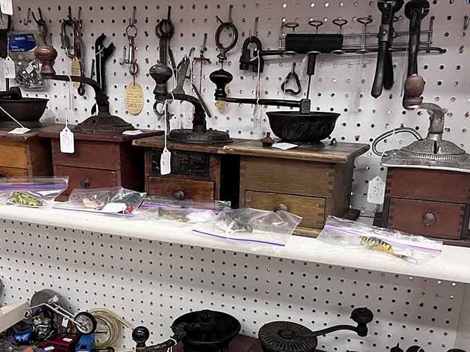 Manual coffee grinders from when making coffee required actual arm strength and patience, not just button-pushing.