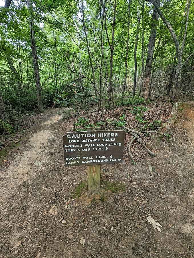 Trail signs keep you informed about distances, because getting lost is only fun in romantic comedies, not real hiking.