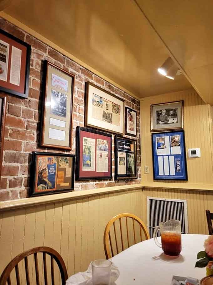 Framed memories and press clippings tell the story of decades spent feeding hungry souls in historic Savannah.