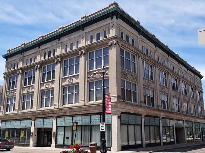The Mitchell building downtown showcases the kind of historic commercial architecture that new construction can't replicate.