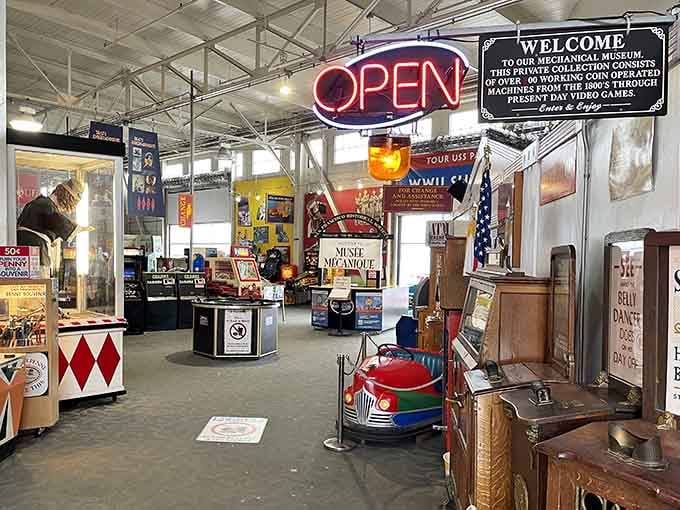 The sprawling arcade floor invites exploration, every corner hiding another mechanical marvel waiting for your spare change.