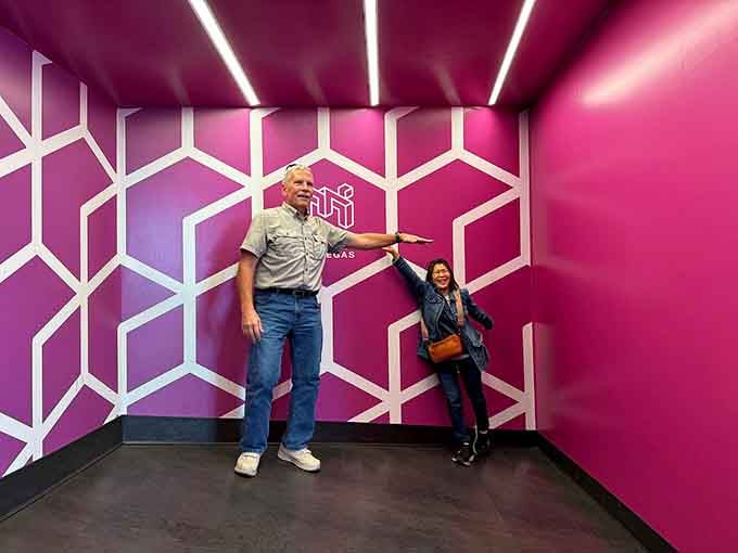 Stand here and you're Godzilla; move three feet over and you're suddenly borrowing clothes from Barbie.