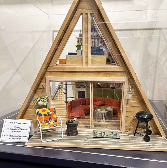 This A-frame house captures seventies style perfectly, complete with period-appropriate furniture and that iconic triangular silhouette.