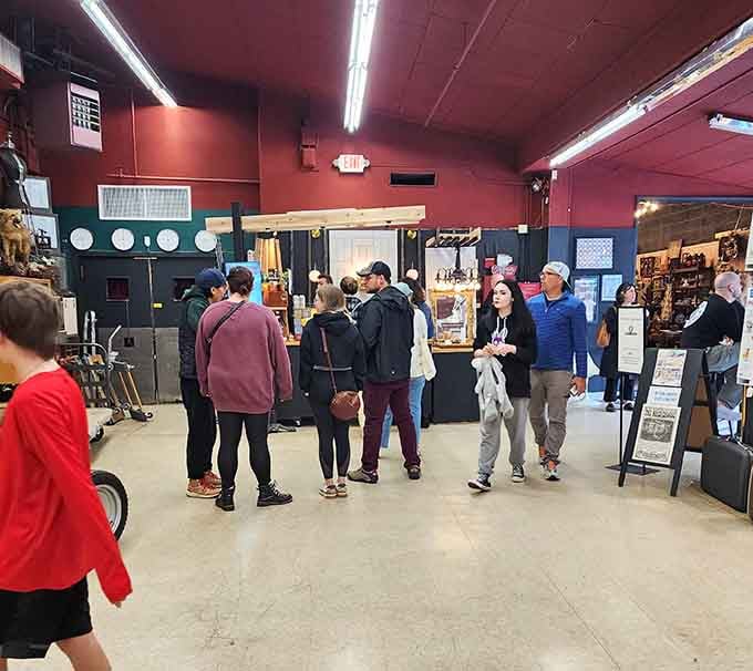 Fellow treasure hunters navigating the aisles, each on their own quest for that one perfect vintage find.