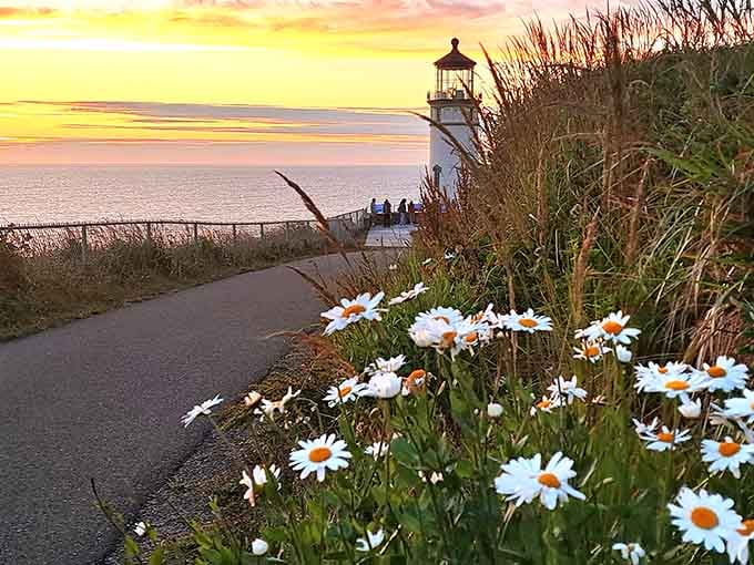 Sunset at the lighthouse turns the whole scene into something worthy of framing and hanging.