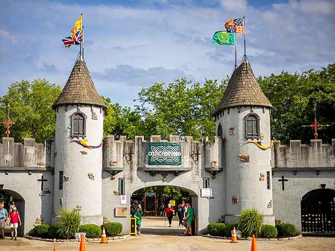 Twin towers frame the entrance where modern life pauses and Renaissance adventure begins its delightful takeover.