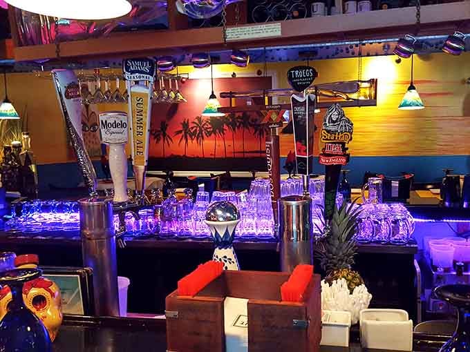 When your bar setup includes a pineapple and palm tree silhouettes, you're clearly committed to the tropical lifestyle.