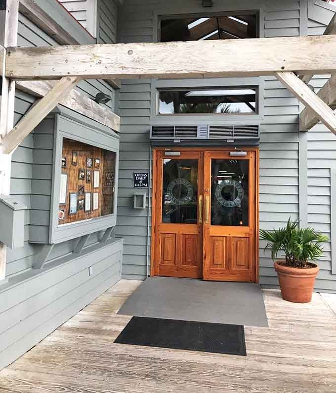 Those wooden doors with life preserver wreaths welcome you like an old friend's beach house invitation.