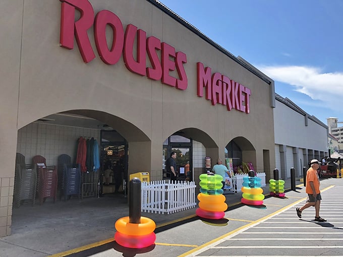 Rouses Market's colorful beach gear display reminds you that grocery shopping can actually be fun in a beach town.