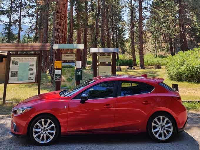 Chandler State Park's information boards welcome road-trippers to pause, stretch, and contemplate the vastness surrounding them on all sides.