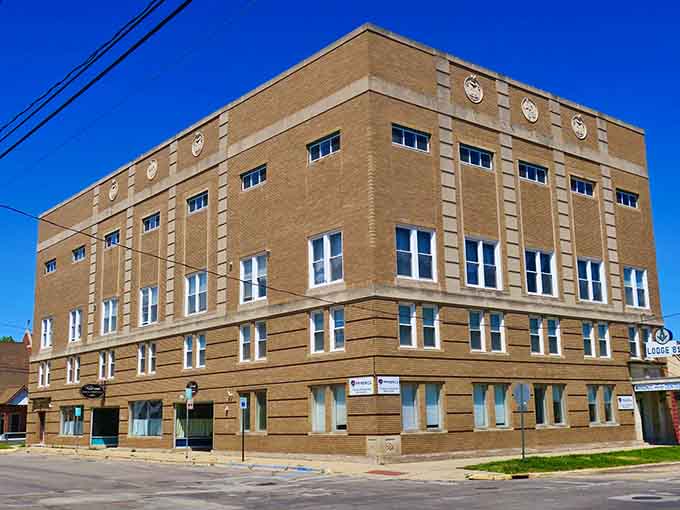 The Masonic Center's Art Deco facade reminds us that even fraternal organizations once valued serious architectural statements.