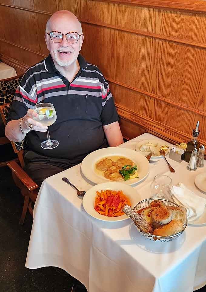 When someone's this happy at their table, you know the food and service are hitting all the marks.