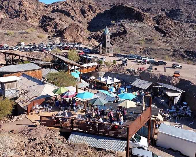 The Desert Bar rises from the landscape like a mirage, except this one serves cold drinks and good times.