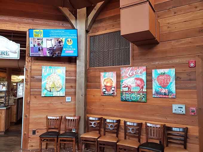 The waiting area where anticipation builds and you can mentally prepare for the feast that's about to change your afternoon.