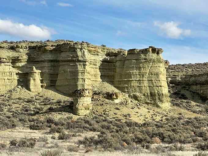 Weathered and worn by countless millennia, these sandstone cliffs showcase erosion's patient artistry in spectacular fashion.
