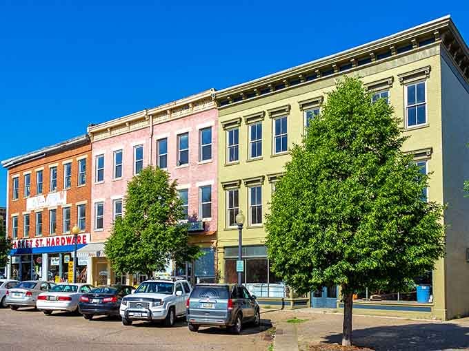 The Boneyfiddle District's colorful facades make you wonder why every downtown doesn't look this good on this budget.