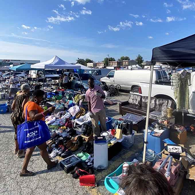 Crowds gather under tents as vendors display their wares, creating the kind of community vibe that online shopping will never replicate.