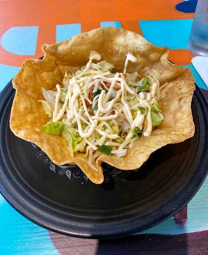 This chicken taco salad in its crispy bowl proves salads don't have to be boring punishment food.