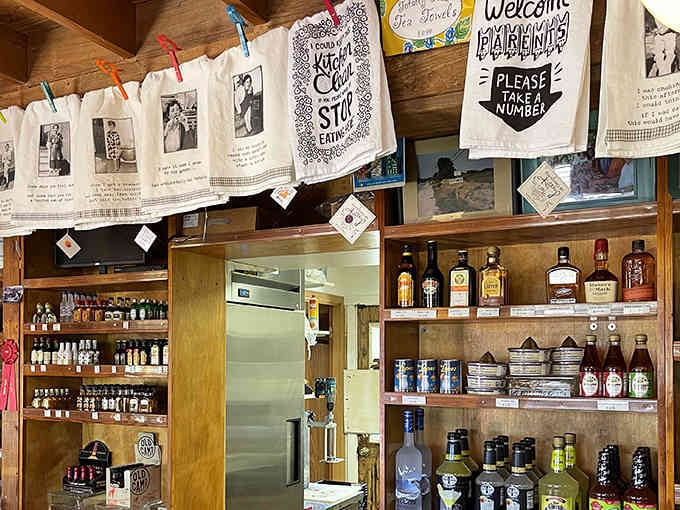 Quirky tea towels and local products show this place celebrates community character, not just corporate cookie-cutter sameness like chain restaurants.
